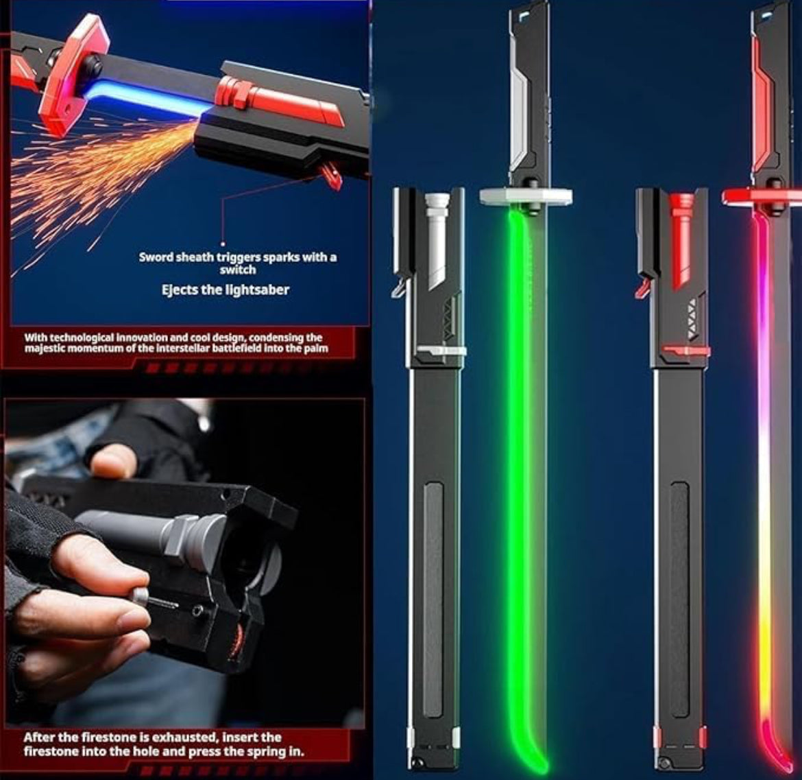 Anime LED Katana Sword with Smoke & Spark Effects – 7-Color RGB Light ...